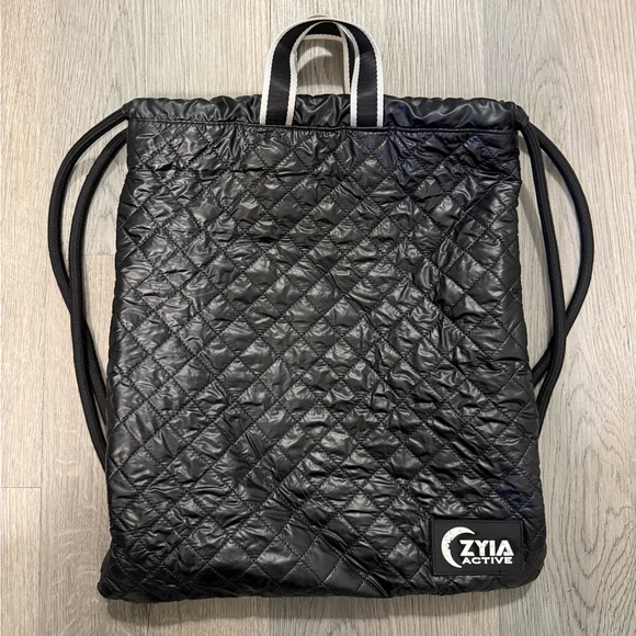 ZYIA | Bags | Zyia Active Drawstring Quilted Black Bag Backpack | Poshmark